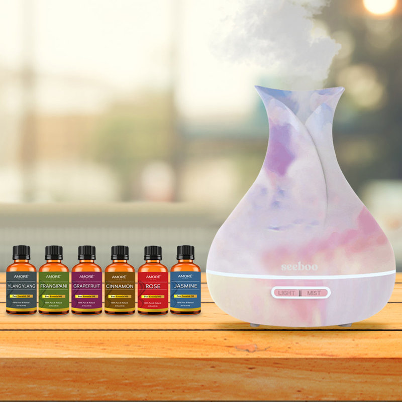 Amore Paris Tie Dyed Unique Ultrasonic Aromatherapy Mist Diffuser Humidifier with Essential Oil ...